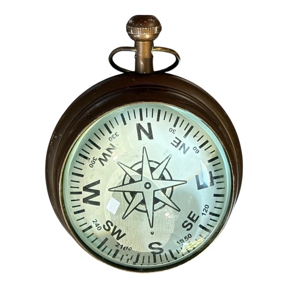 Accents | Vintage Glass Domed Desk Clock Compass Nautical Decor ...